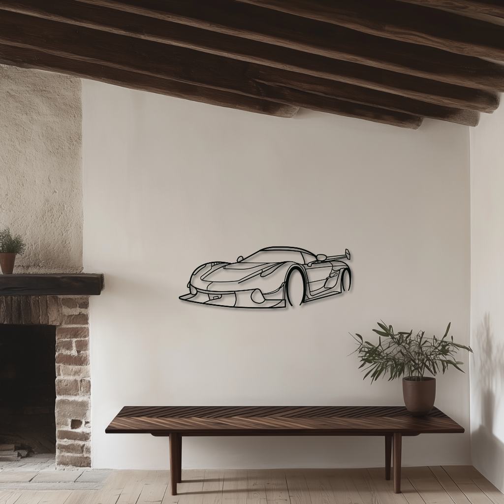 Jesko Metallsilhouette - Wandbild Front Angle